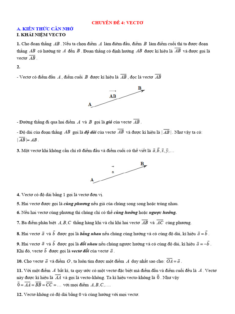 Chuyen de Toan Thuc Te Vecto Mon Toan 10 | PDF