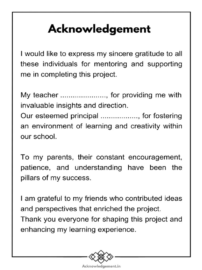 Acknowledgement For Project | PDF