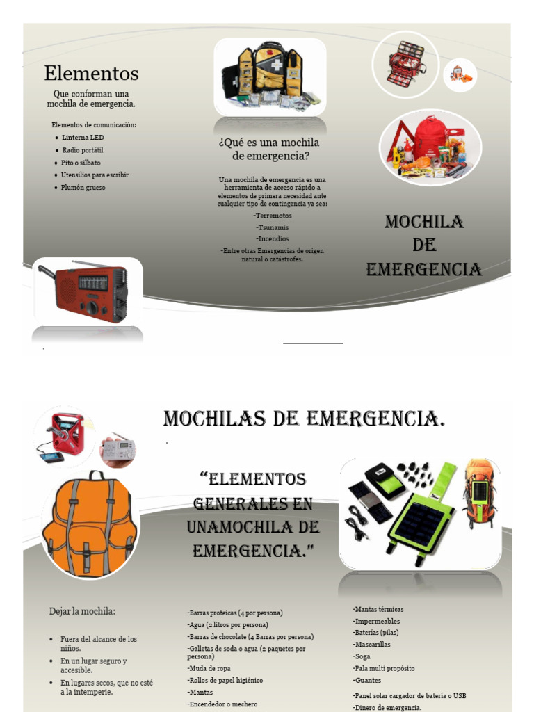 Elementos Clave de una Mochila de Emergencia | PDF