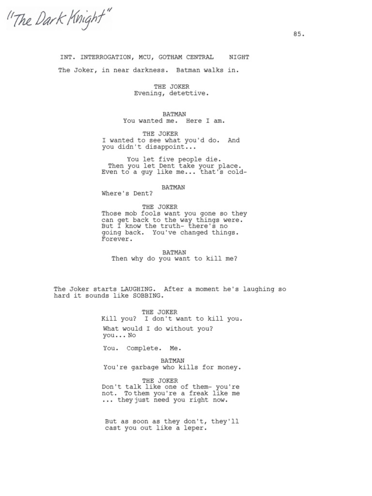 The Dark Knight - Interrogation - Scene Script1 | PDF | Batman