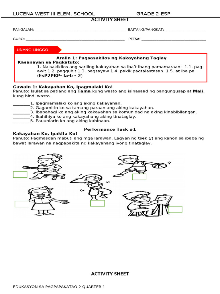 2021-2021 - ESP-2-Q1-ACTIVITY-SHEET - | PDF