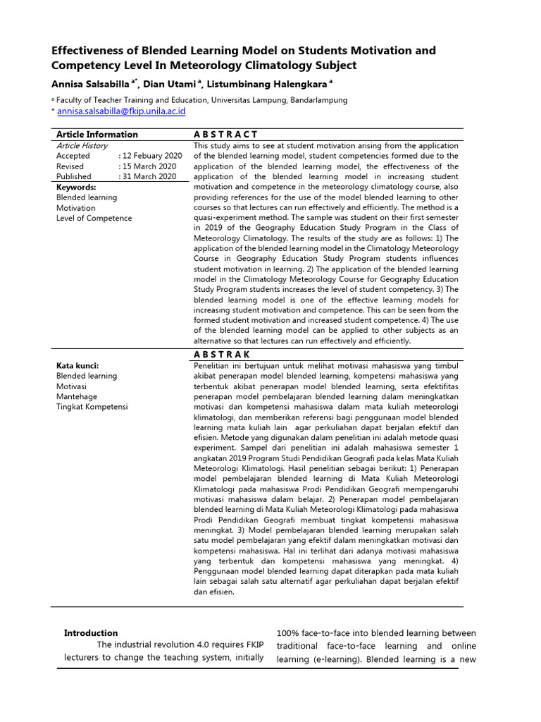 Blended Learning Boosts Meteorology Students' Motivation | PDF ...