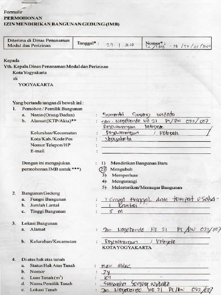 No - 52 - 01 - 20 - Berkas Perubahan IMB - An - Sugeng Sumantri - DK ...