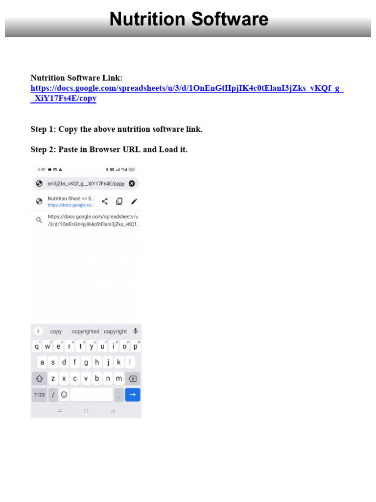 Nutrition Software Setup Guide | PDF