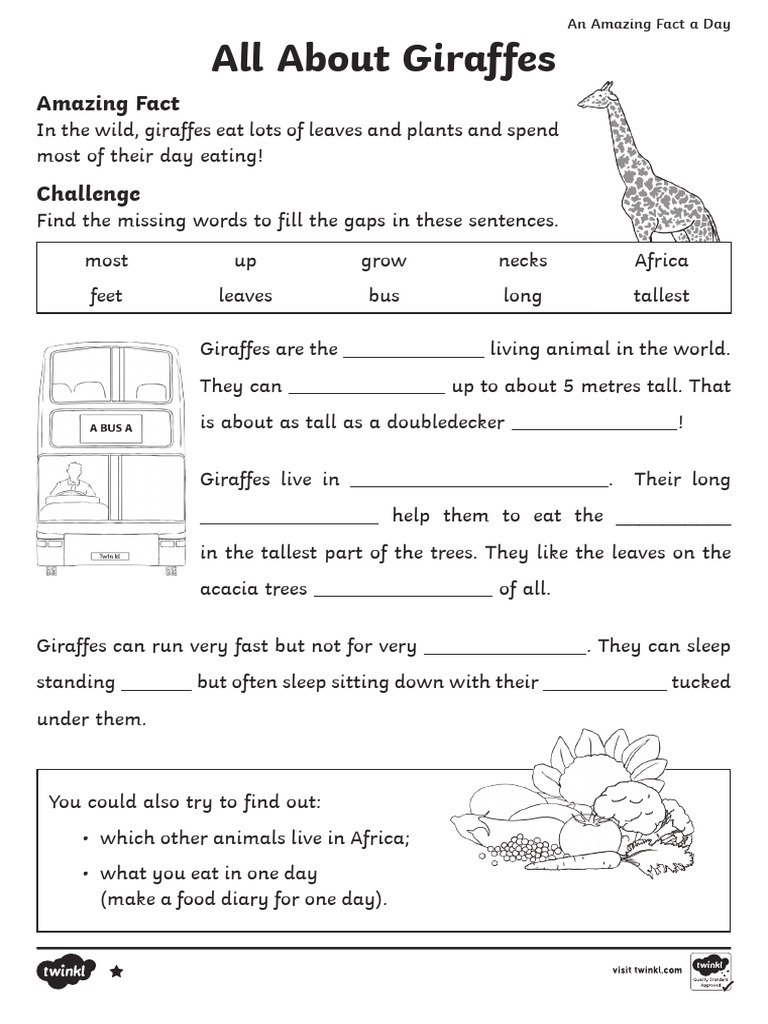 cloze | PDF | Giraffe | Leopard