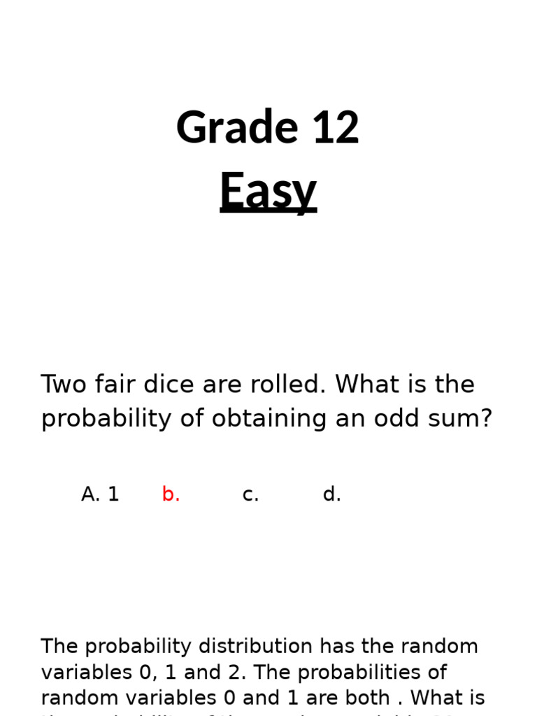 Math Quiz Easy Sample No. 3 | PDF