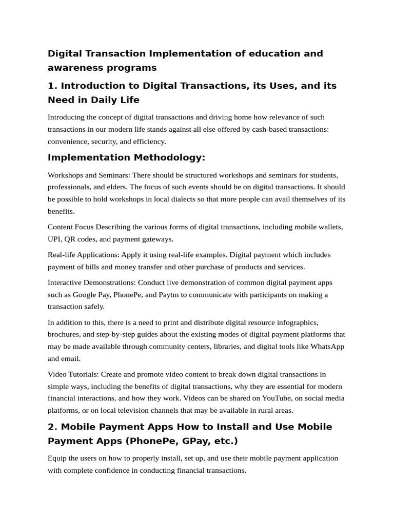 Digital Transaction Implementation of Education and Awareness Programs ...