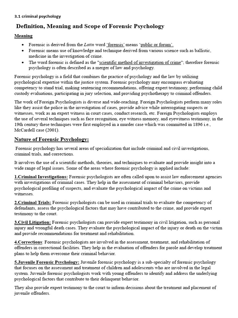3.1 Criminal Psychology ... | PDF | Psychology | Juvenile Delinquency