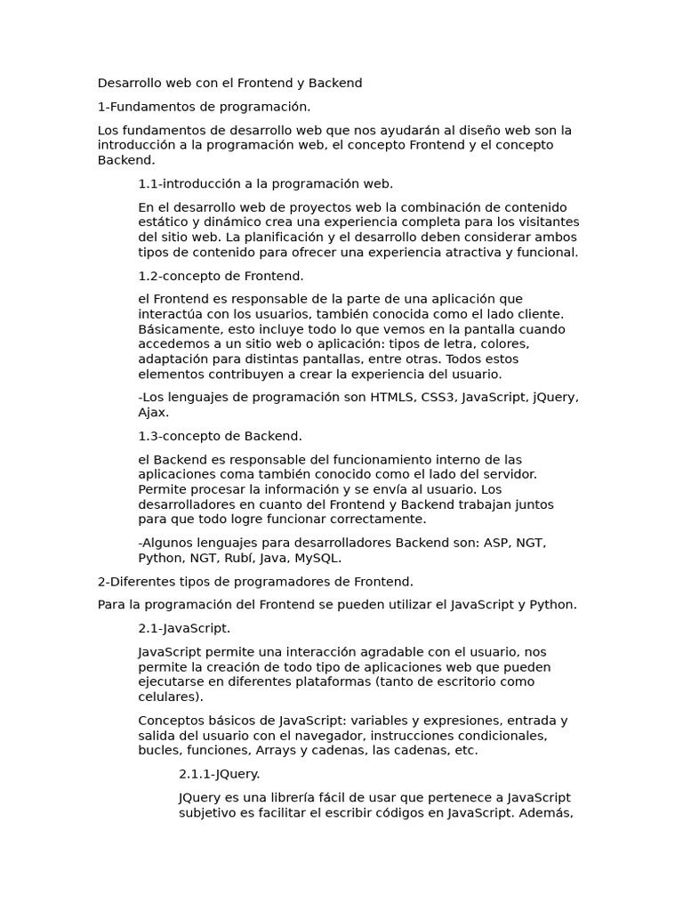 Desarrollo web con el Frontend y Backend1 | PDF | Red mundial ... Desarrollo web con el Frontend y Backend1 | PDF | Red mundial ...