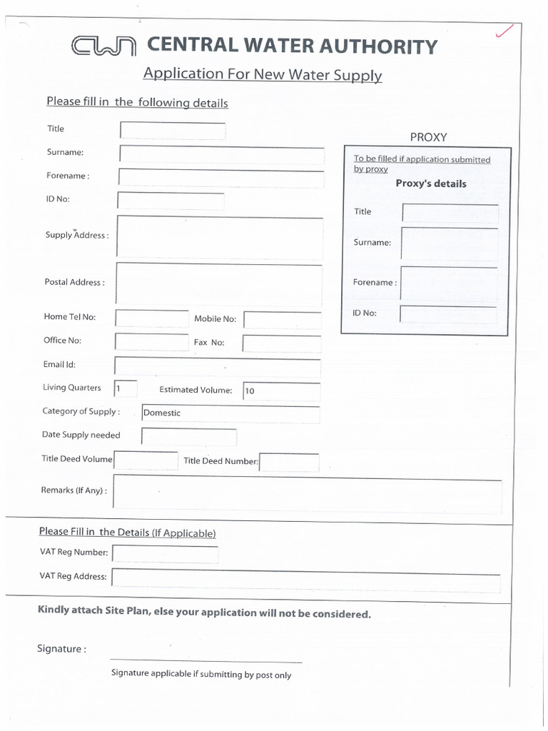 Application For New Water Supply | PDF