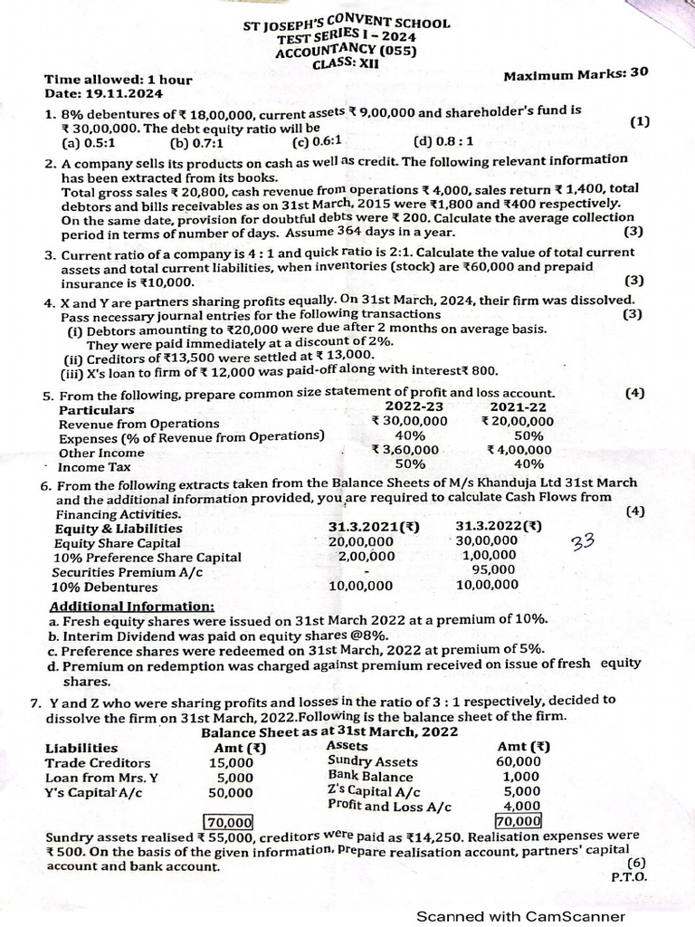 Joseph Test Book Financial Statements | PDF