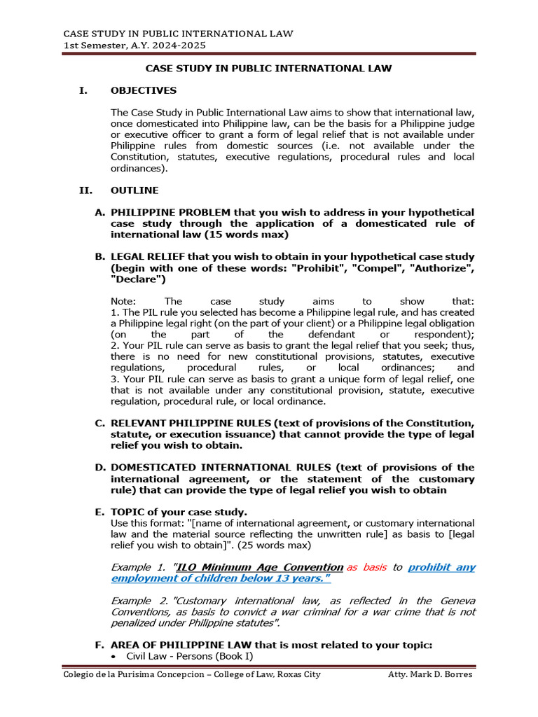 Pil Case Study Briefer and Template 2024 | PDF | International Law ...