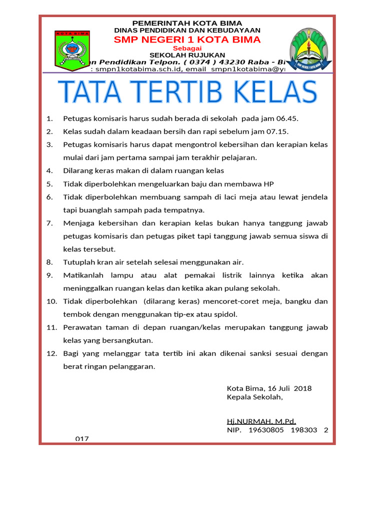 Tata Tertib Kelas | PDF