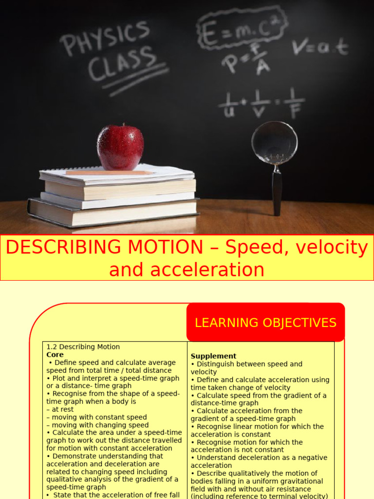Describing Motion - Speed, Velocity and Acceleration | PDF | Acceleration | Velocity