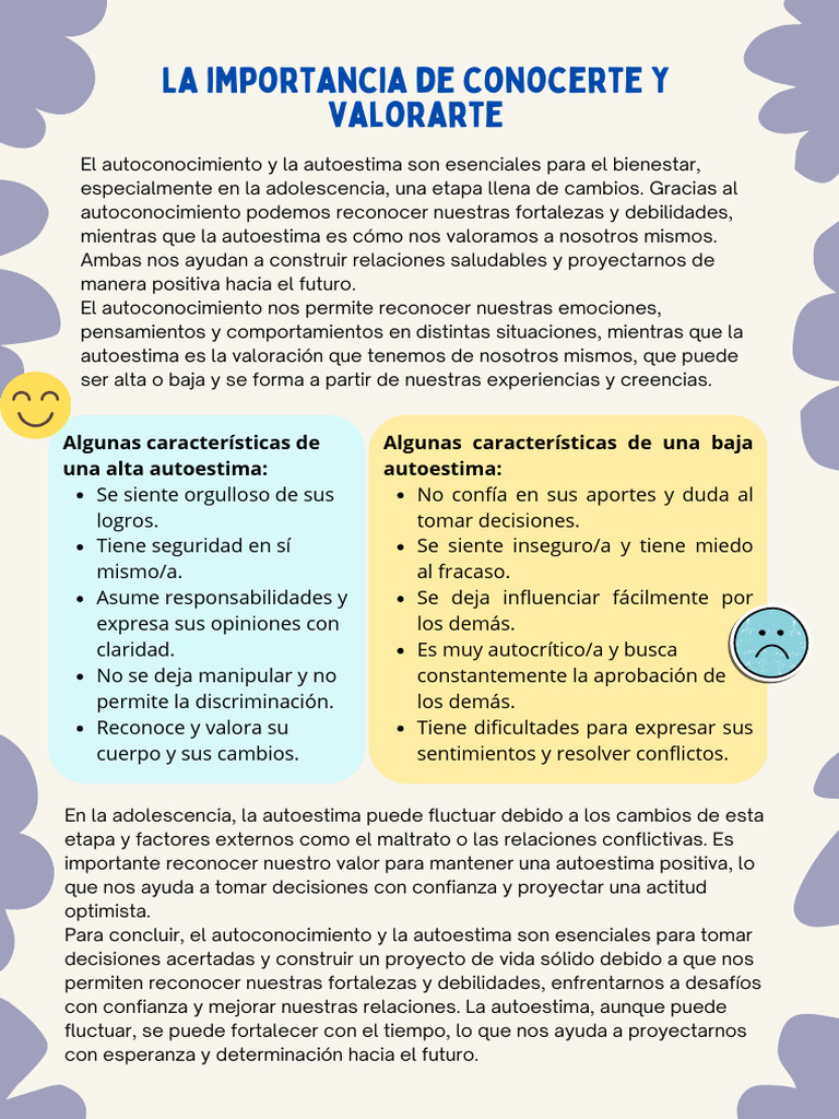 La Importancia de Conocerte y Valorarte | PDF