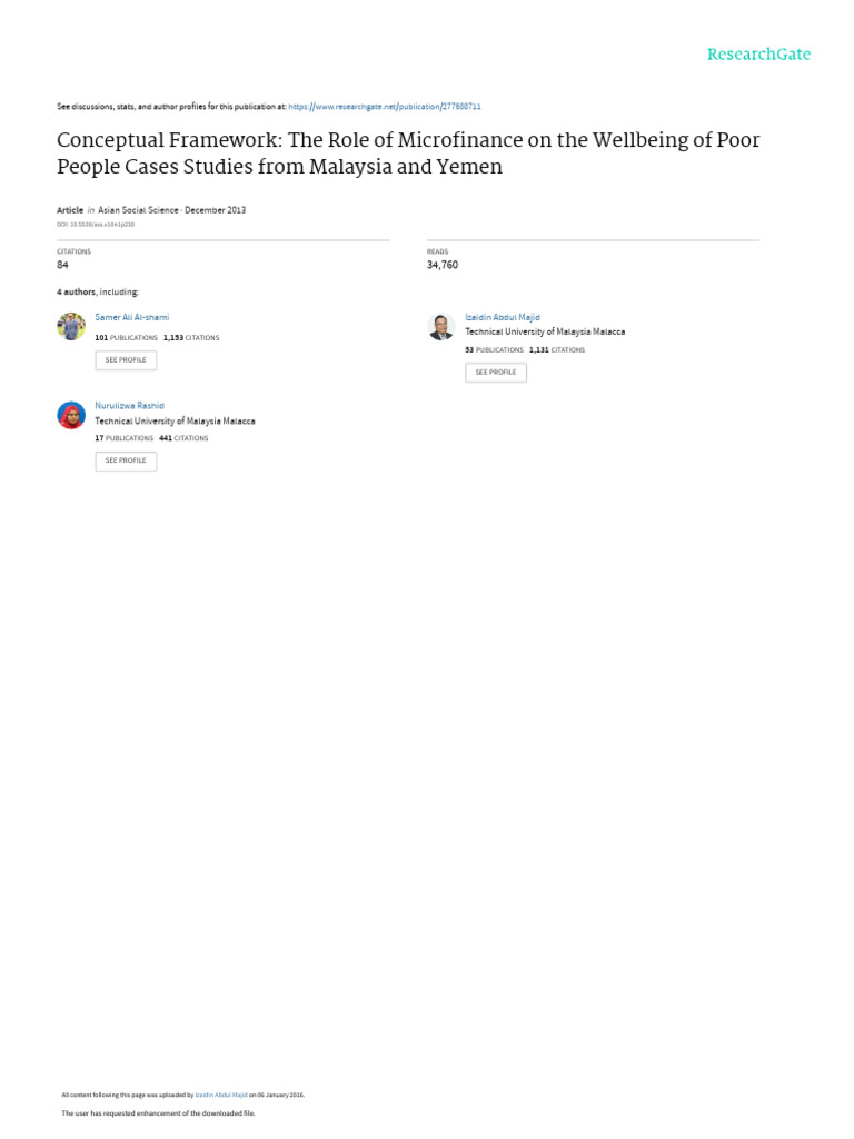 Conceptual Framework The Role of Microfinance On T | PDF | Microfinance ...