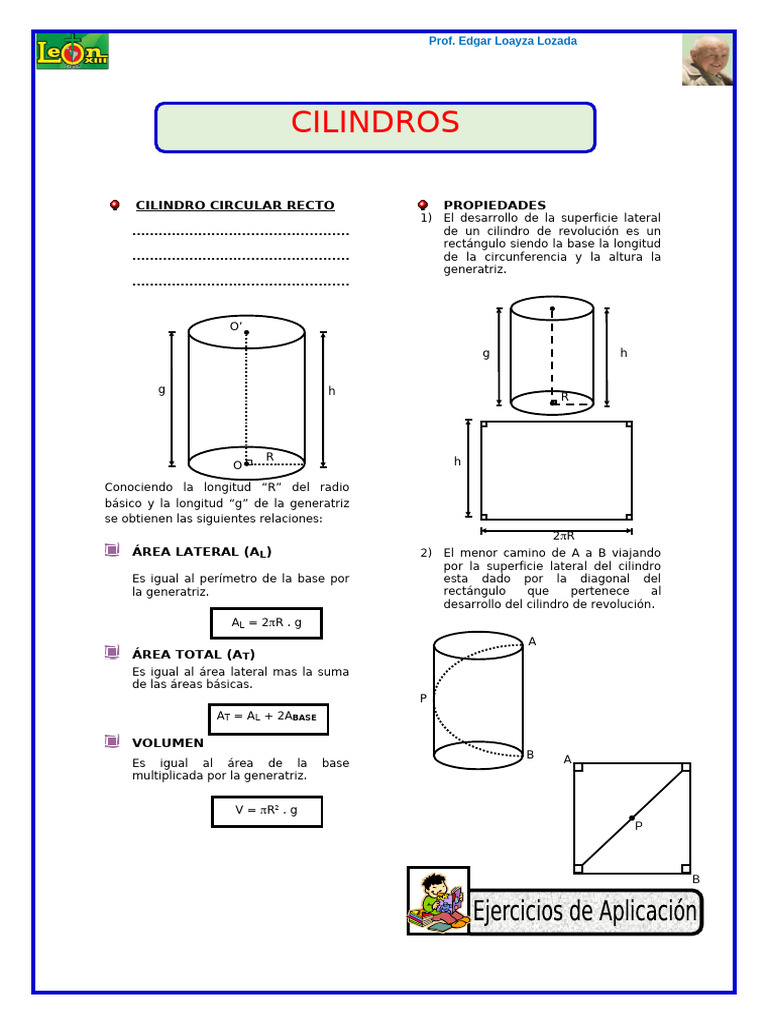 Cilindro Circular Recto para Cuarto de Secundaria | PDF | Geometria ...