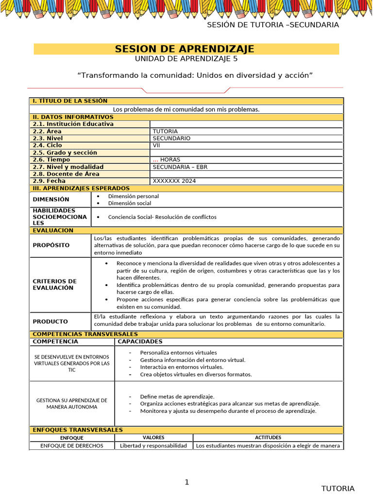 3º y 4° TUT - SES ACT.2 - UNI 5 2024 | PDF | Maestros | Aprendizaje