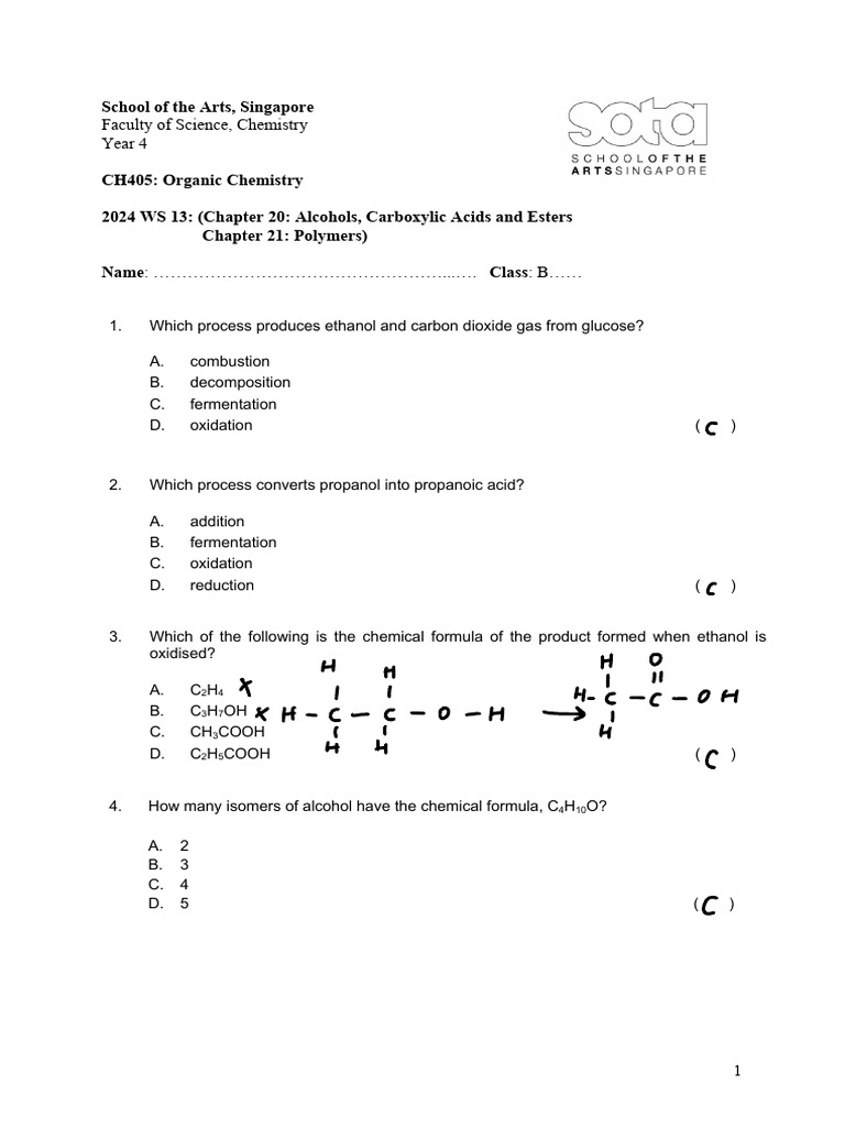 13 - Alcohols, Carboxylic Acids and Esters Polymers | PDF | Poly(Methyl ...