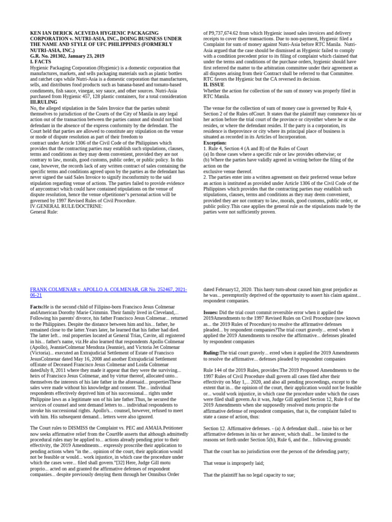 Civil Pro Assignment | PDF | Cause Of Action | Complaint