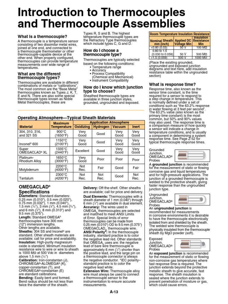 Thermocouple Introduction | PDF | Thermocouple | Applied And ...