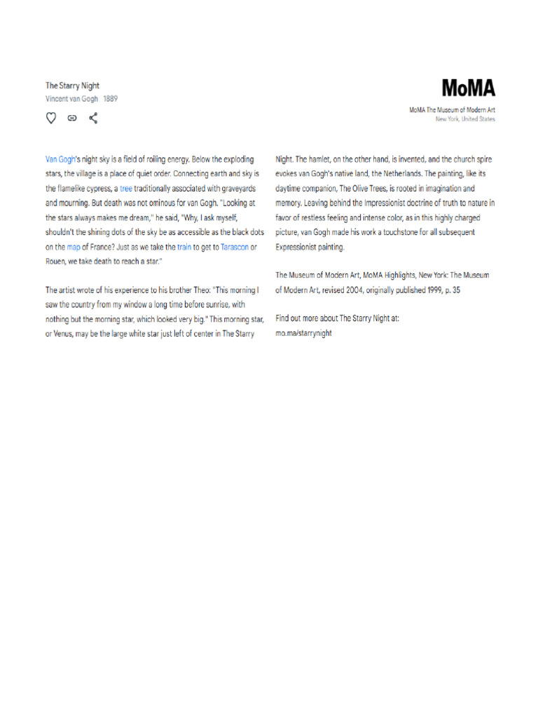STARRY NIGHT | PDF | Vincent Van Gogh | Paintings