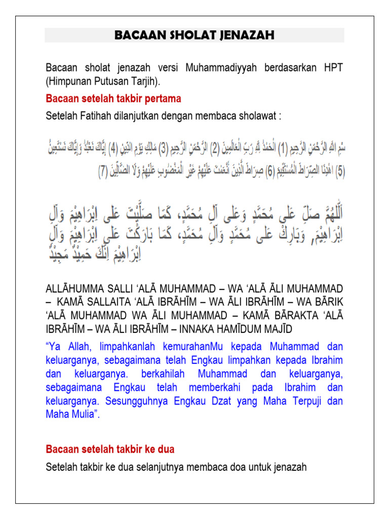 Bacaan Sholat Jenazah | PDF