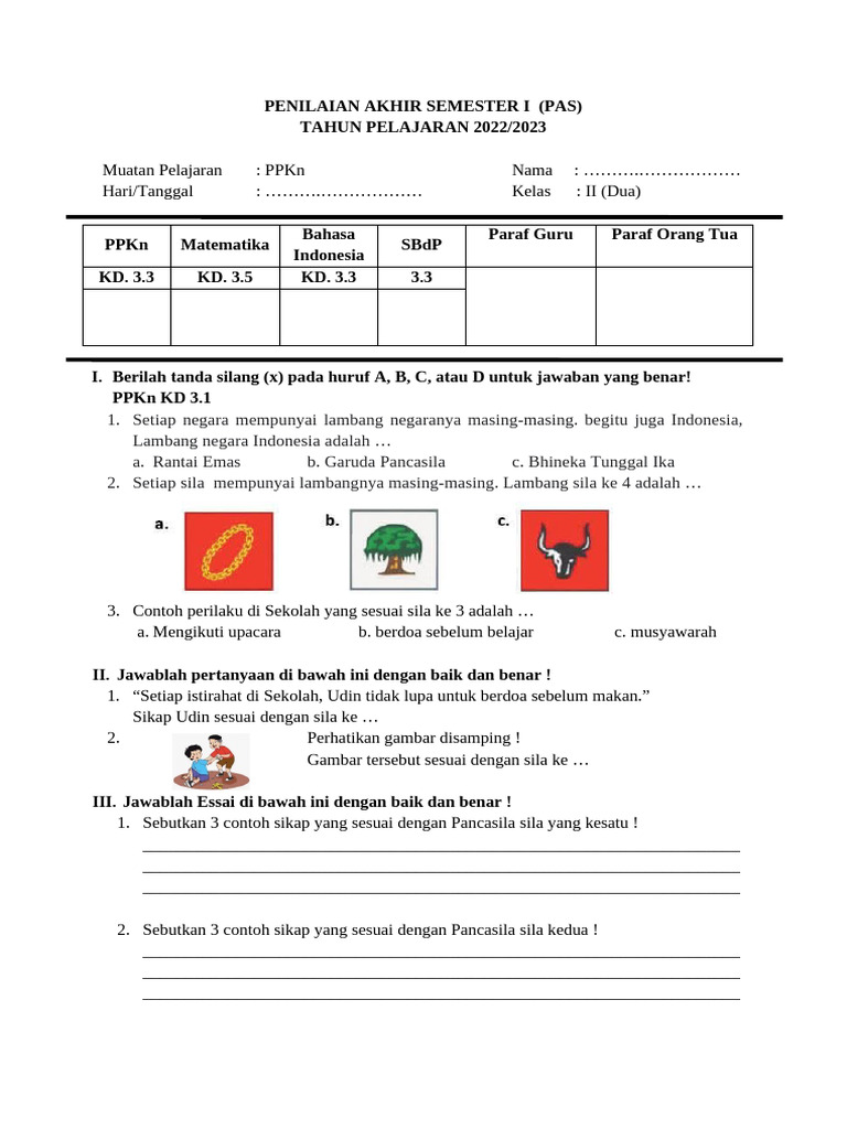 PAS PPKN KELAS 2 | PDF