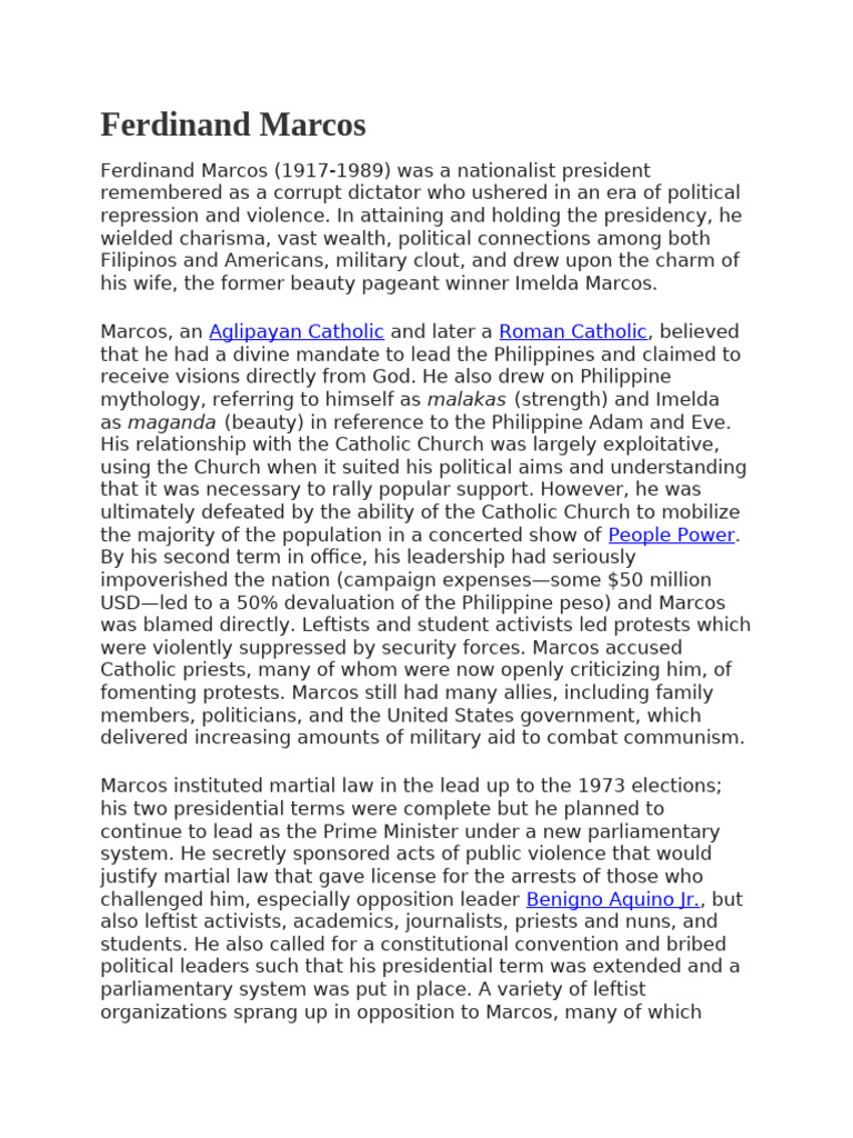 Ferdinand Marcos | PDF | Philippines