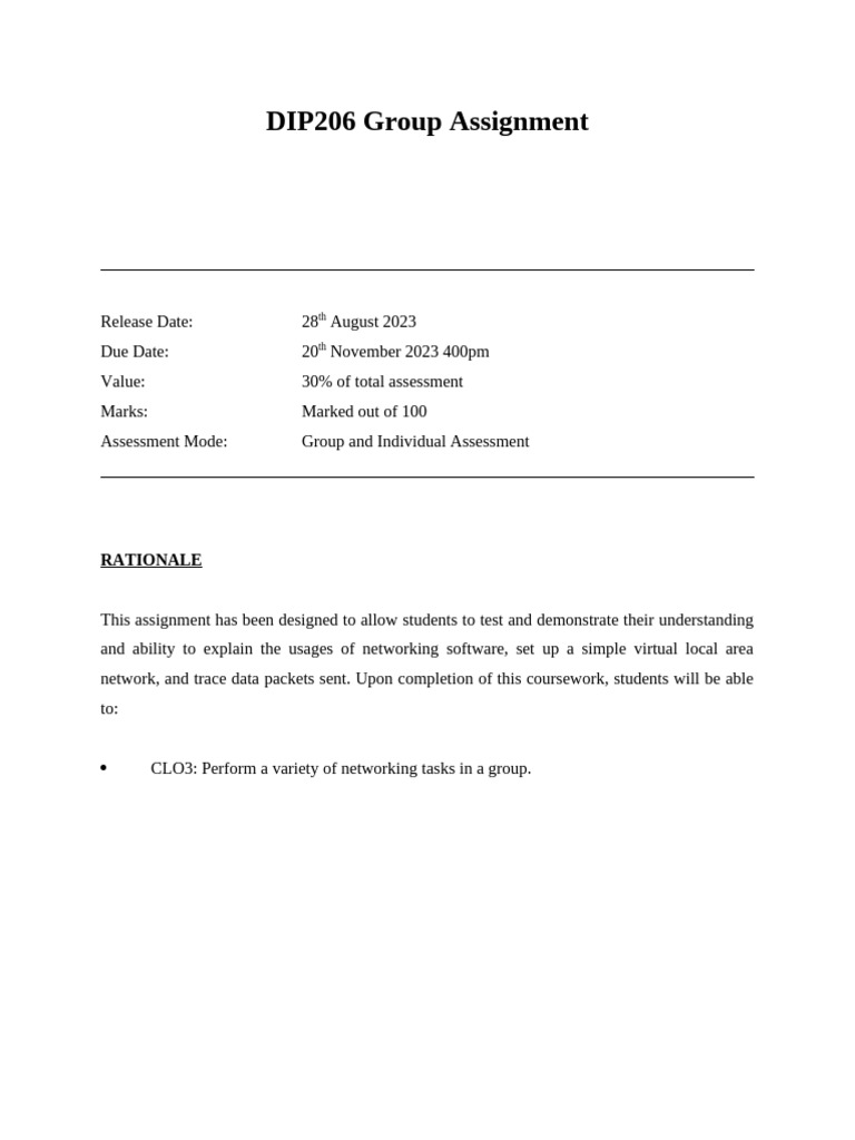 DIP206 Assignment | PDF | Computer Network | Ip Address