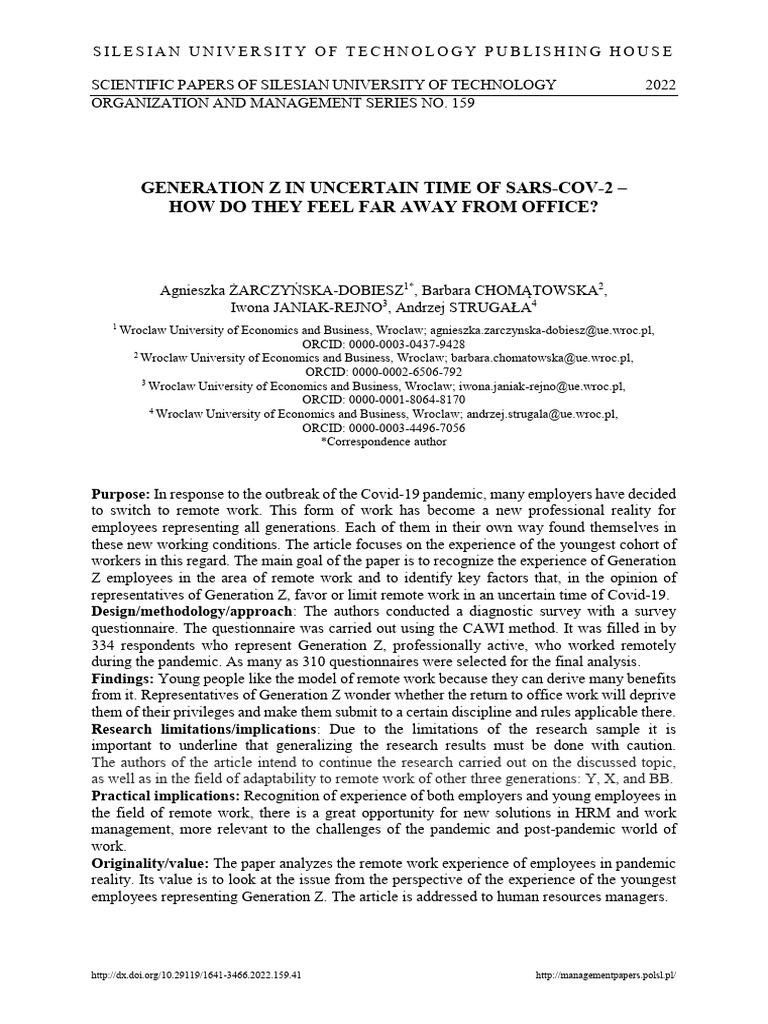 Gen Z's Remote Work Experience | PDF | Survey Methodology | Statistics