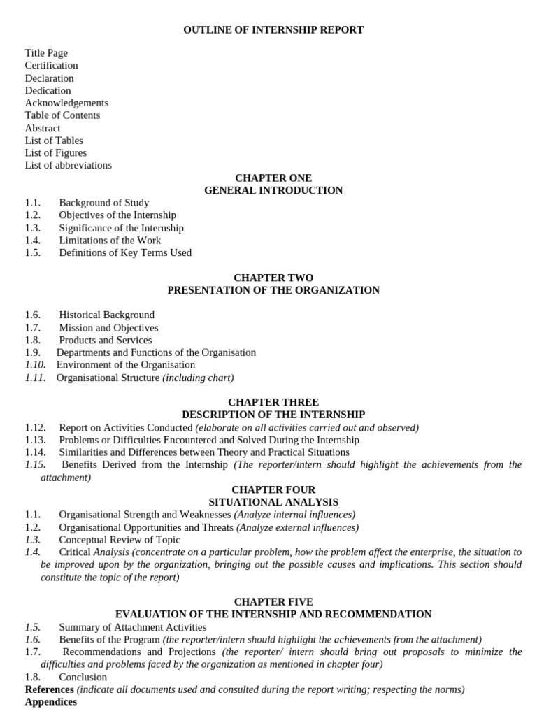 Outline of Internship Report | PDF | Evaluation | Cognition