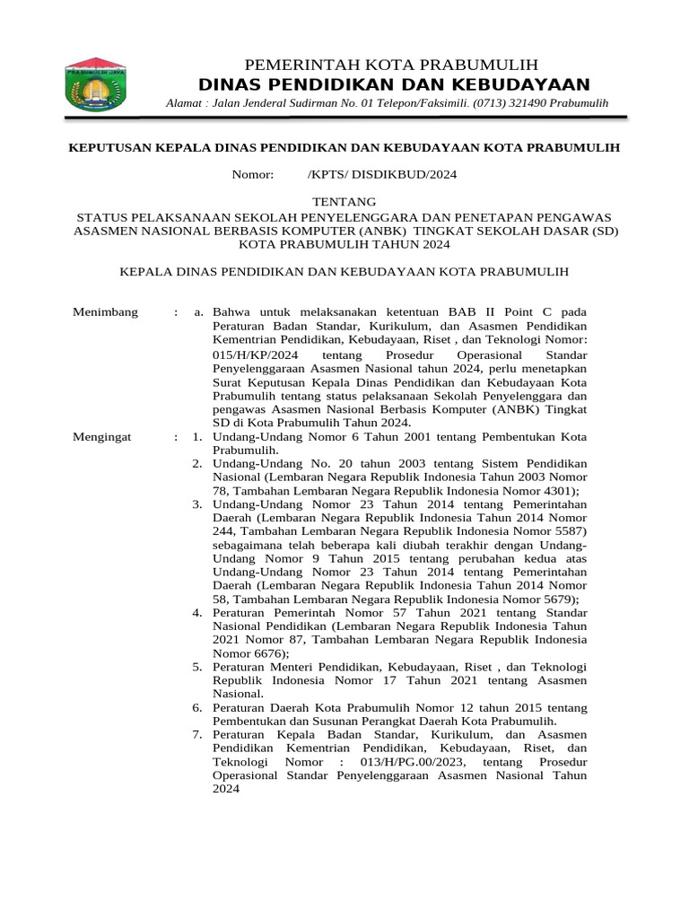 SK Silang Anbk Tahun 2024 | PDF