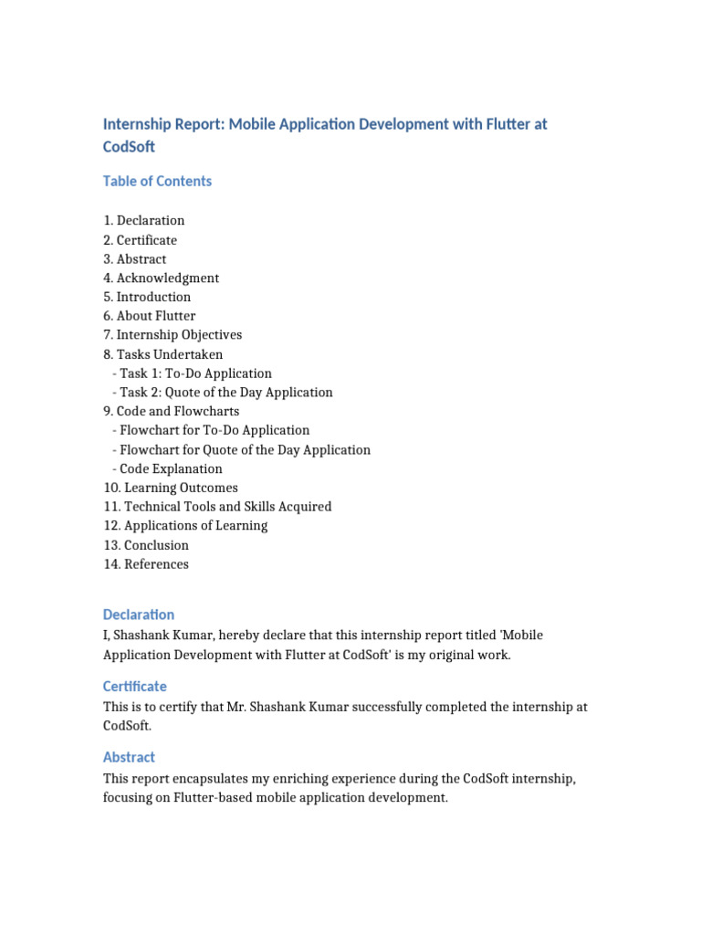 Internship Report CodSoft | PDF | Mobile App | Software Engineering