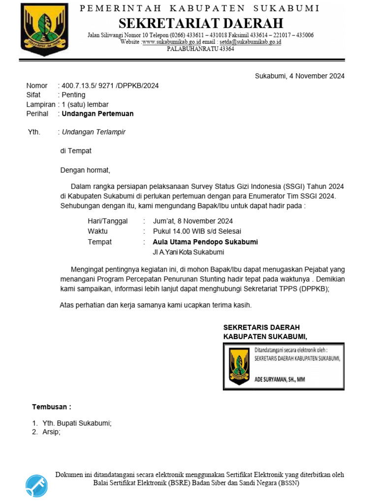 Undangan Pertemuan OPD SSGI 2024 | PDF