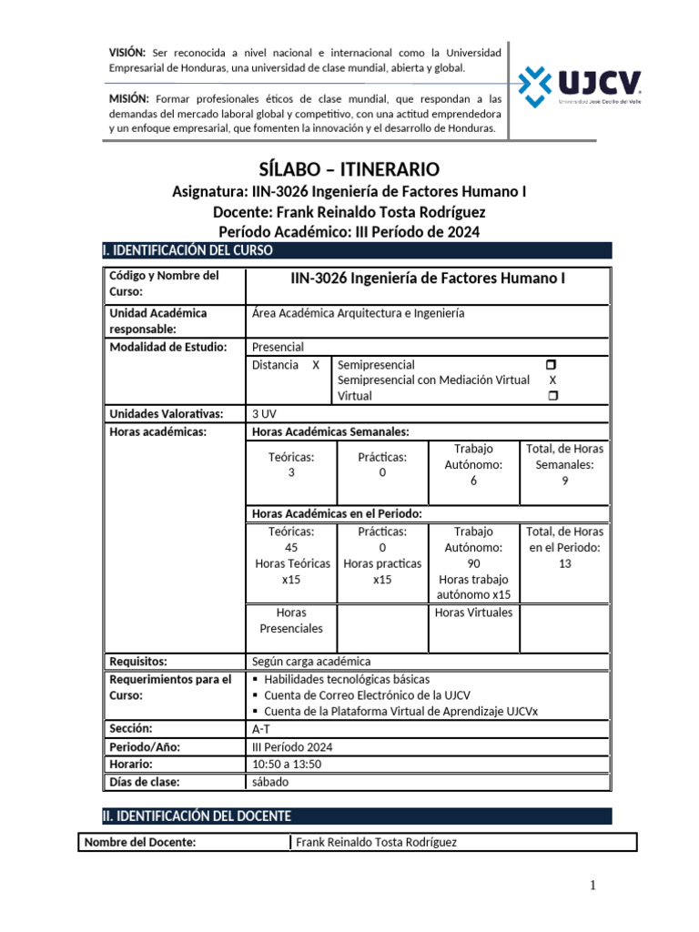 L - 01-Silabo - IIN-3026-T - IIIP - 2024 3 | PDF | Iniciativa empresarial | Instalaciones