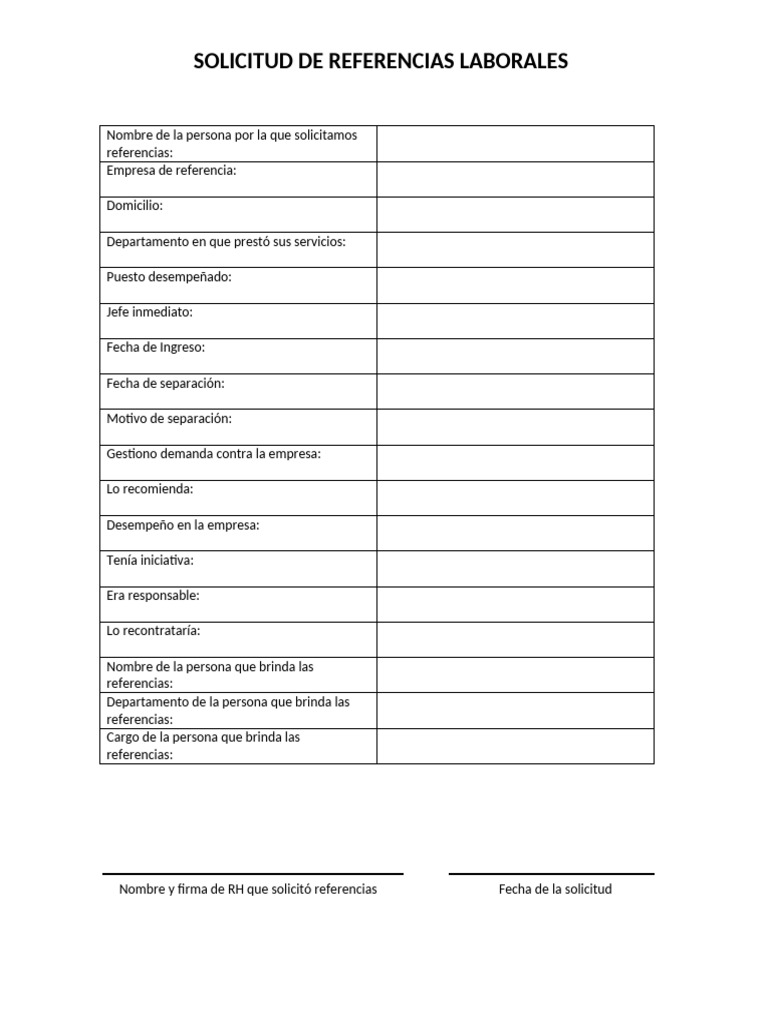 For-Rh-005 Solicitud Referencias Laborales | PDF