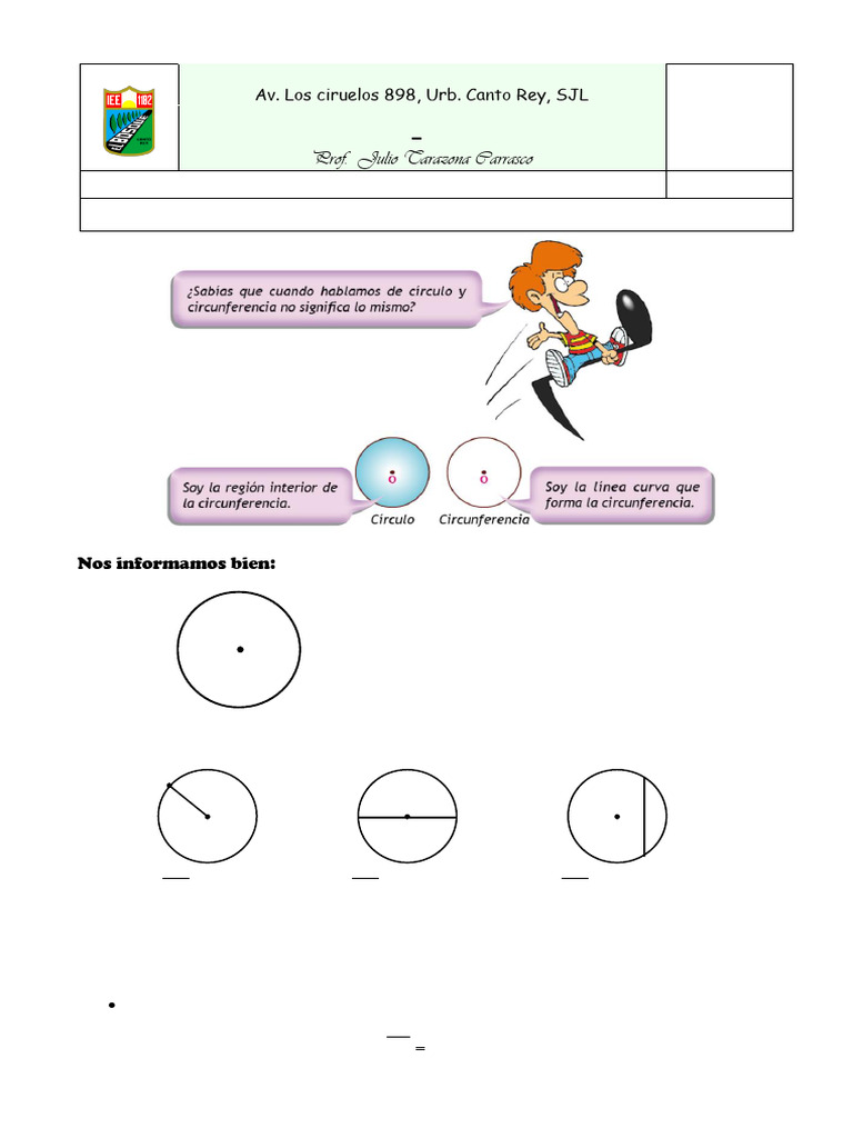 Ficha Nº3 - Mate - Circunferencia y Circulo | PDF | Geometría | Geometría del plano euclidiano