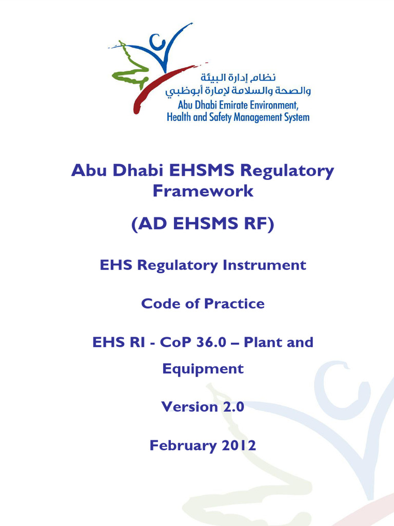 Abu Dhabi EHSMS Plant Equipment CoP | PDF | Occupational Safety And ...