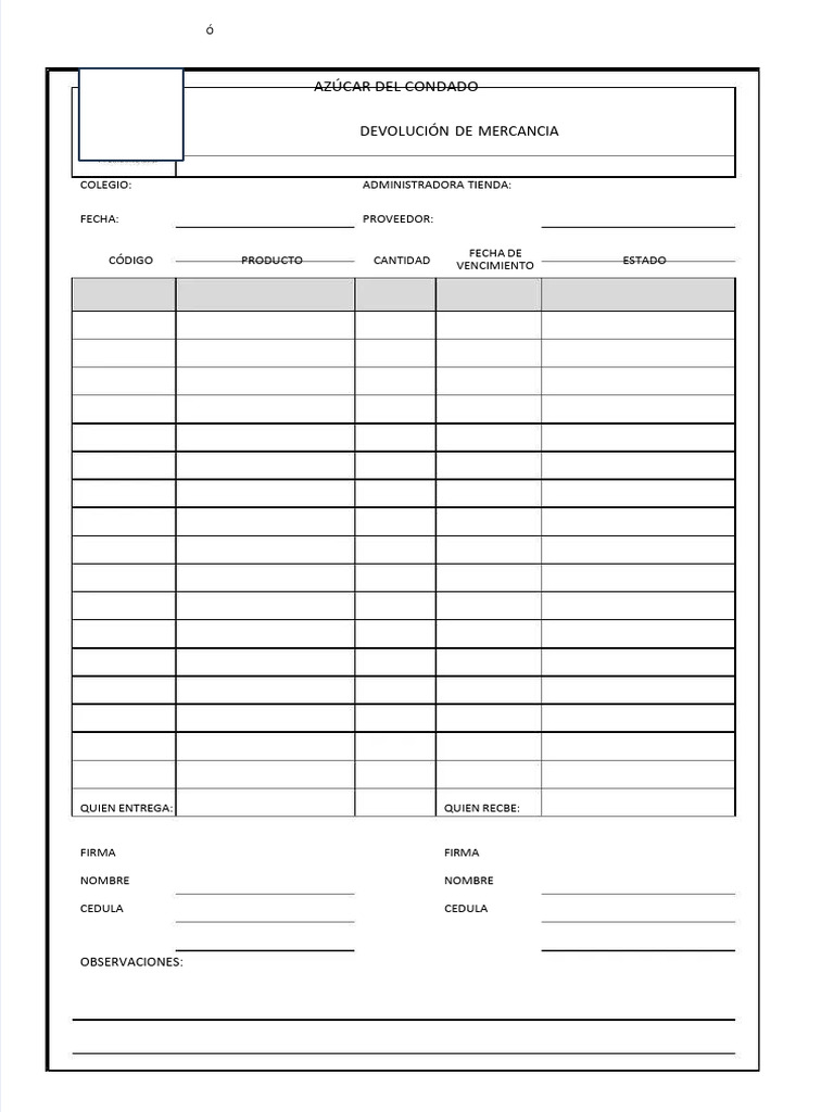PDF Formato Devolucion de Mercancia | PDF