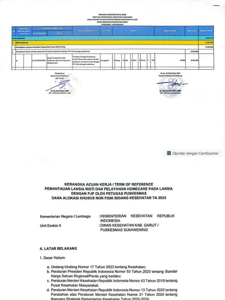 Rab Dan Tor Pemantauan Lansia Risti Dan Pelayanan Homecare | PDF
