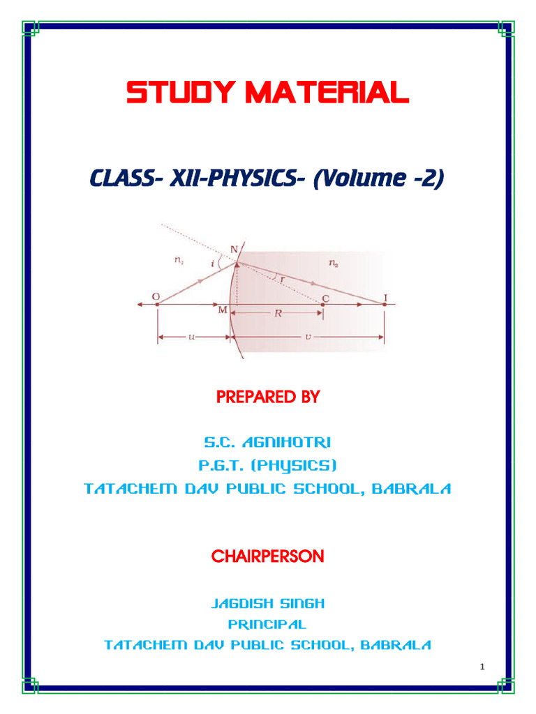 Study Material Class Xii Volume II 16 17 | PDF | Diffraction | Angular Resolution