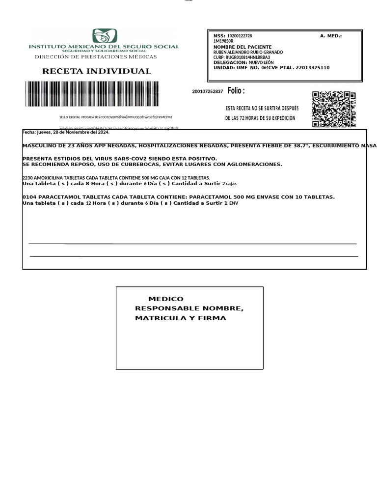 Receta Imss en Blanco Imss Editable | PDF | Especialidades Medicas | Medicina CLINICA