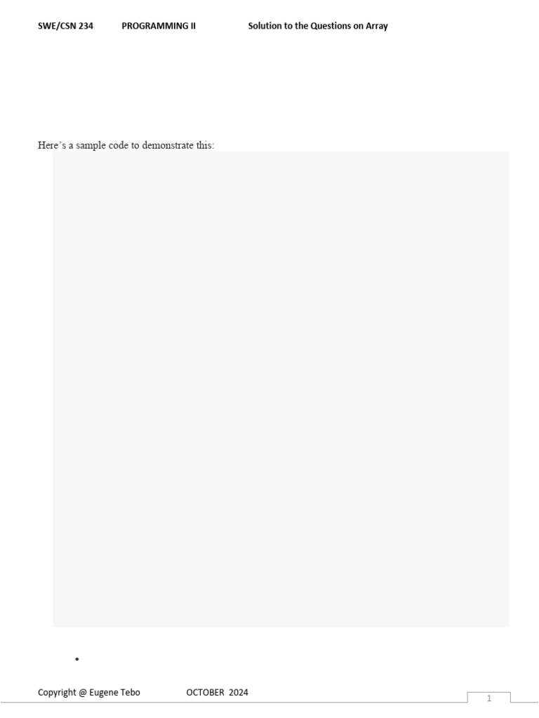 Swe234 Solution To Array Question Pdf Computer Programming Computing 4980