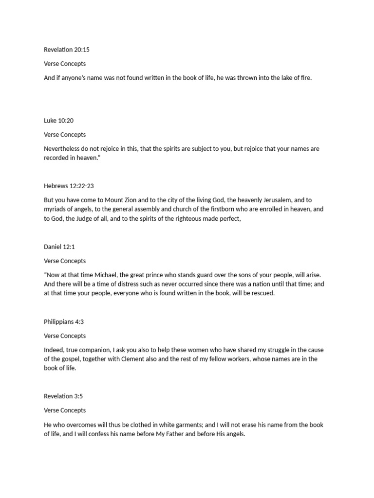 Book of Life Bible Verse | PDF | Book Of Daniel | Angel