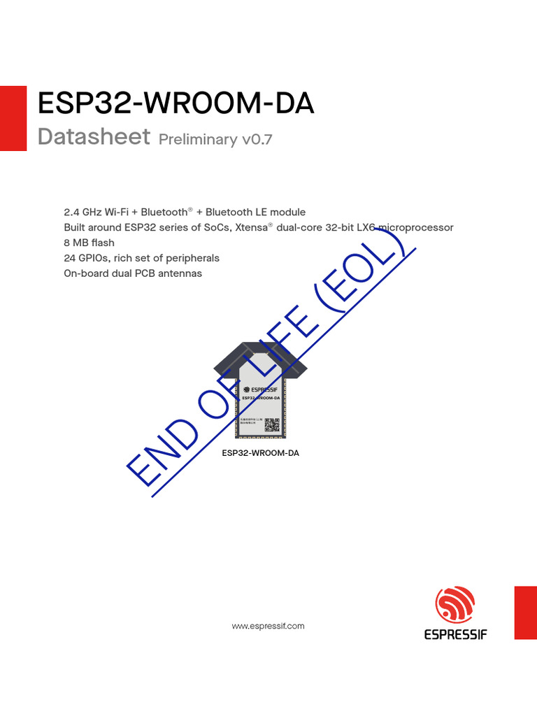 Esp32-Wroom-Da Datasheet en | PDF | Wi Fi | Bluetooth