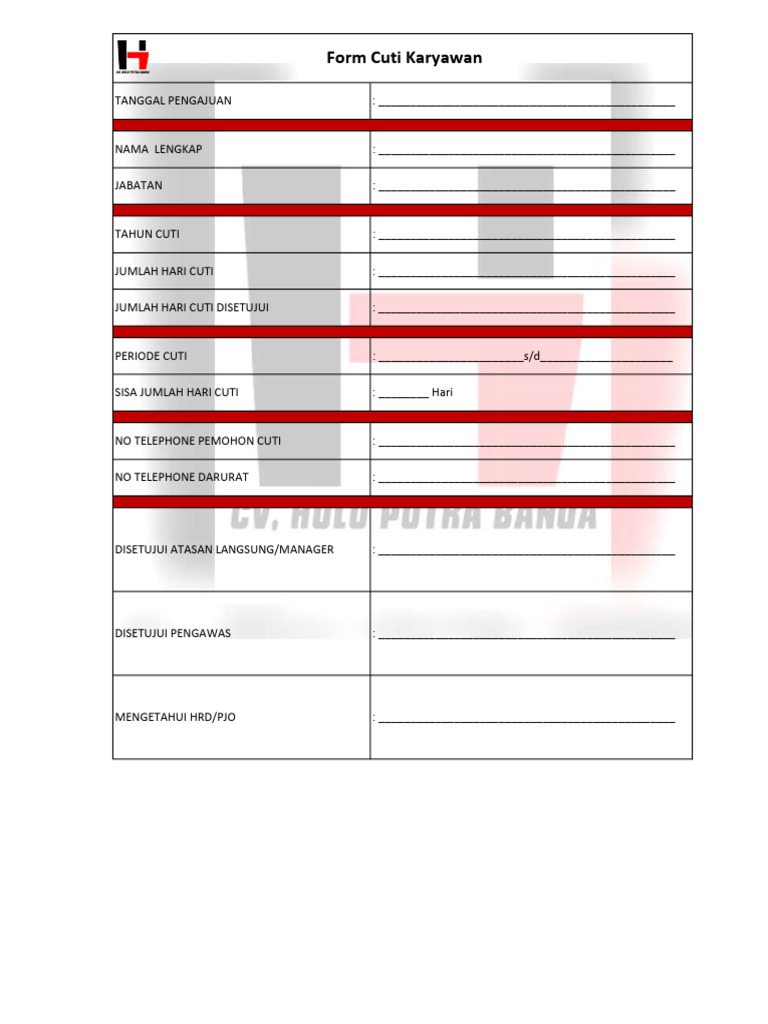 Form Cuti Karyawan (Manual) | PDF