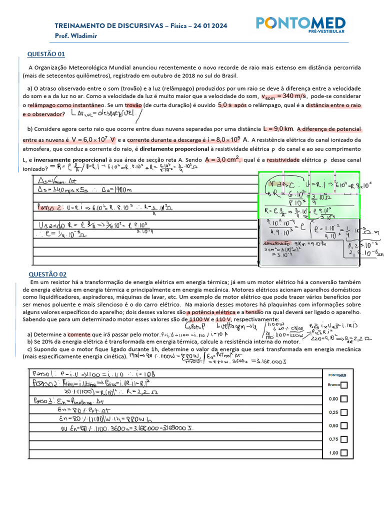 Física: Questões de Raios e Energia | PDF | Resistor | Relâmpago