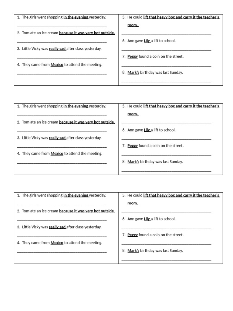 Question Making Exercises Worksheet | PDF