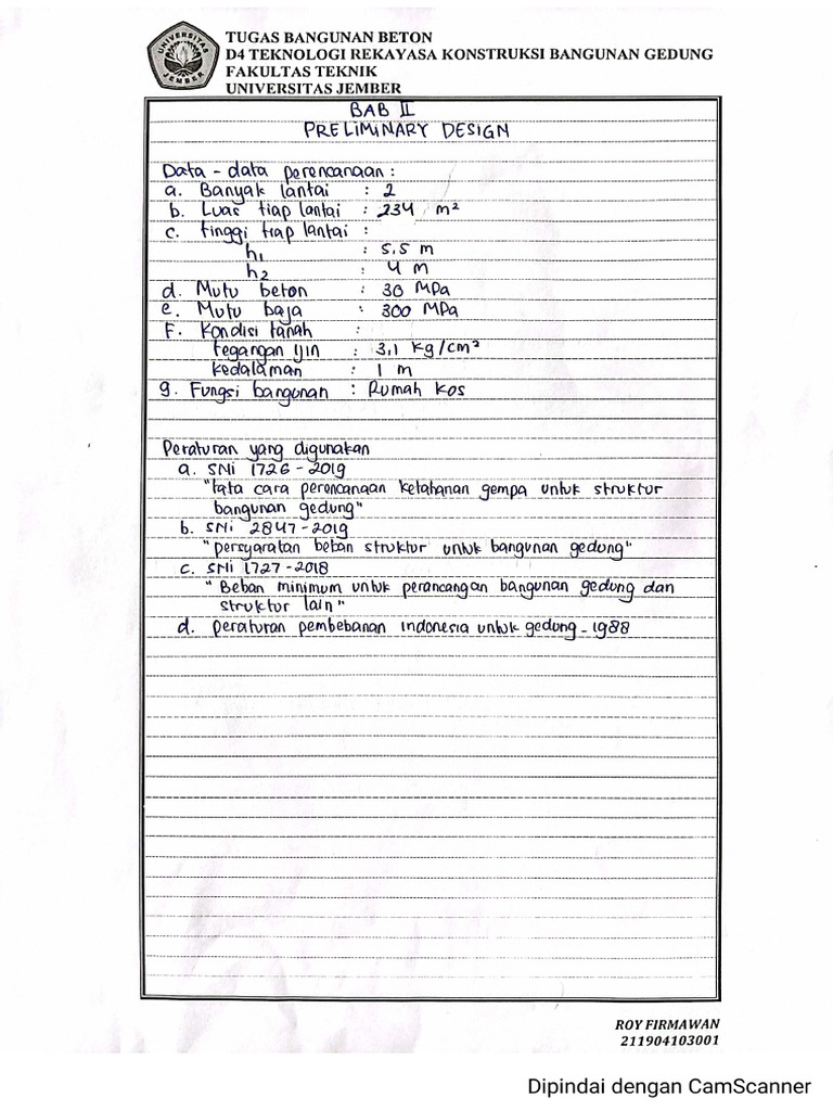 Roy Firmawan TBB Preliminary | PDF